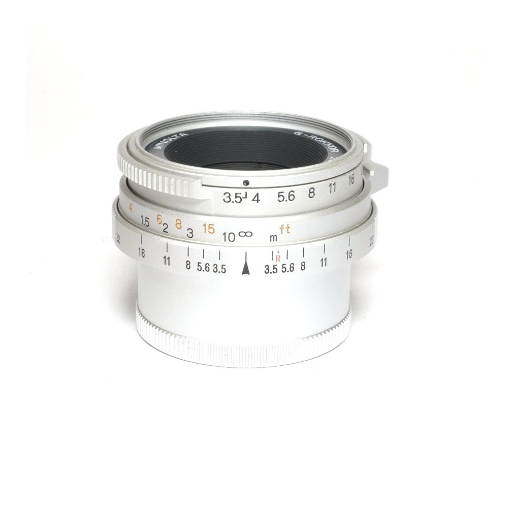 Minolta G-Rokkor 28mm f3.5 LTM Chrome + Hood